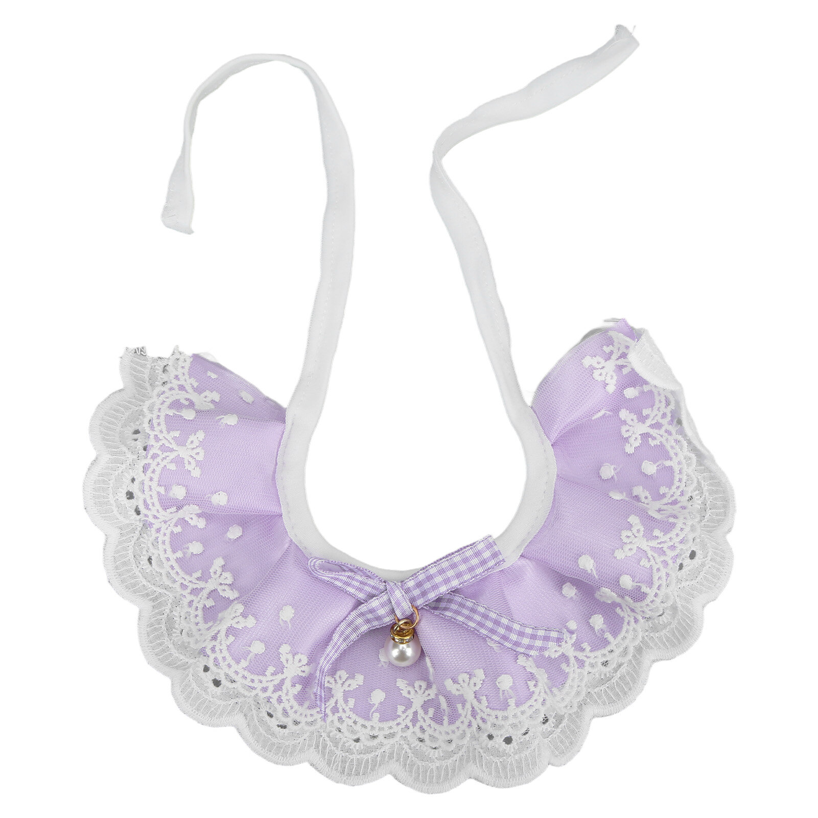 Шарф с кружевом для кошек, дышащий, мягкий и удобный, симпатичный, кружевной, принцесса, полотенце для слюней домашних животных, для маленьких и средних кошек и собак, фиолетовый, размер L