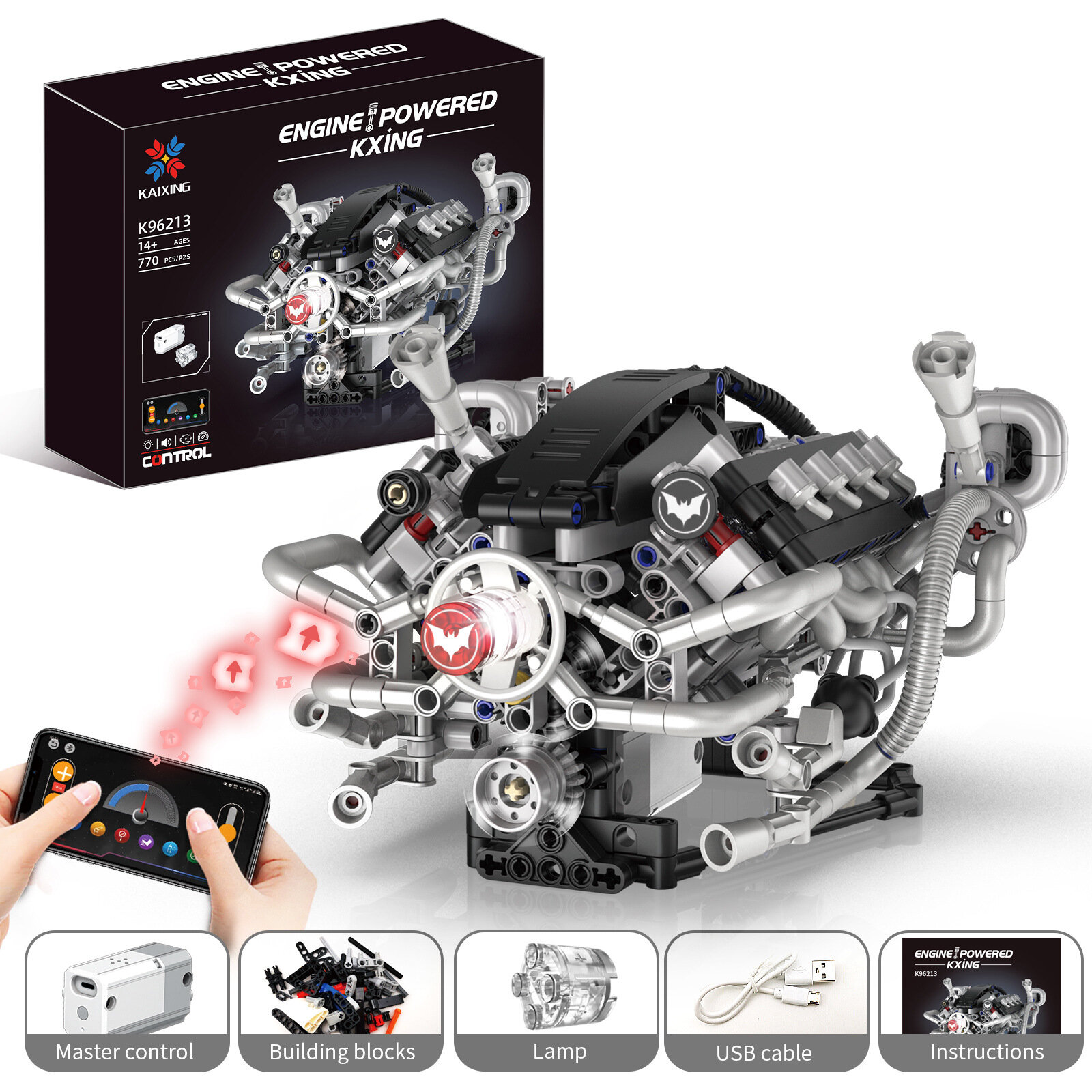 Двигатель V8 03, модель двигателя автомобиля Ferrari, механическая сборка, конструктор.