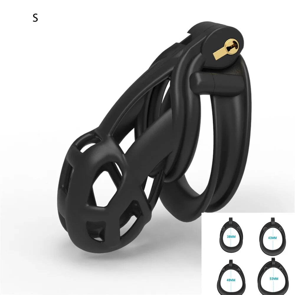 Мужская клетка целомудрия с 4-размерными полимерными кольцами для пениса, сдержанные устройства S