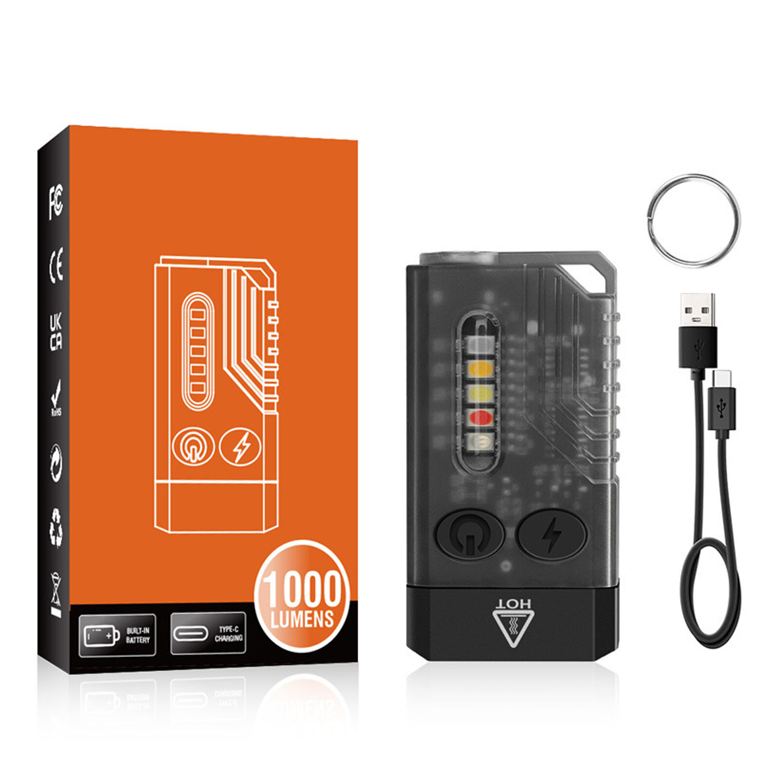 Flashlight EDC 5 Яркости 1000 лм магнитный IPX4 Водонепроницаемый светодиодный факел с 5 -километровым сигналом тревоги красного света