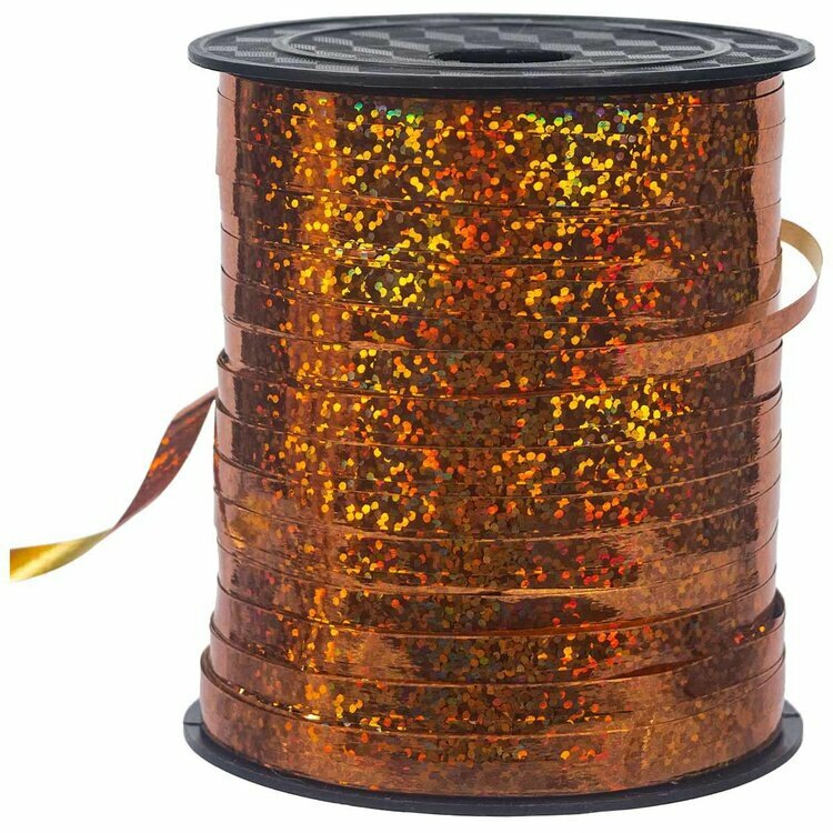 Лента декоративная КНР голографическая, ширина 5 мм, длина 230 м, розовое золото