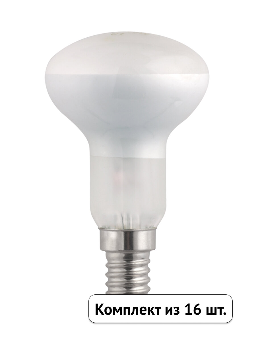 Лампочка накаливания Jazzway 60Вт, 330Лм, 2700К, E14, NR50, теплый белый свет, матовая (комплект из 16 шт.)