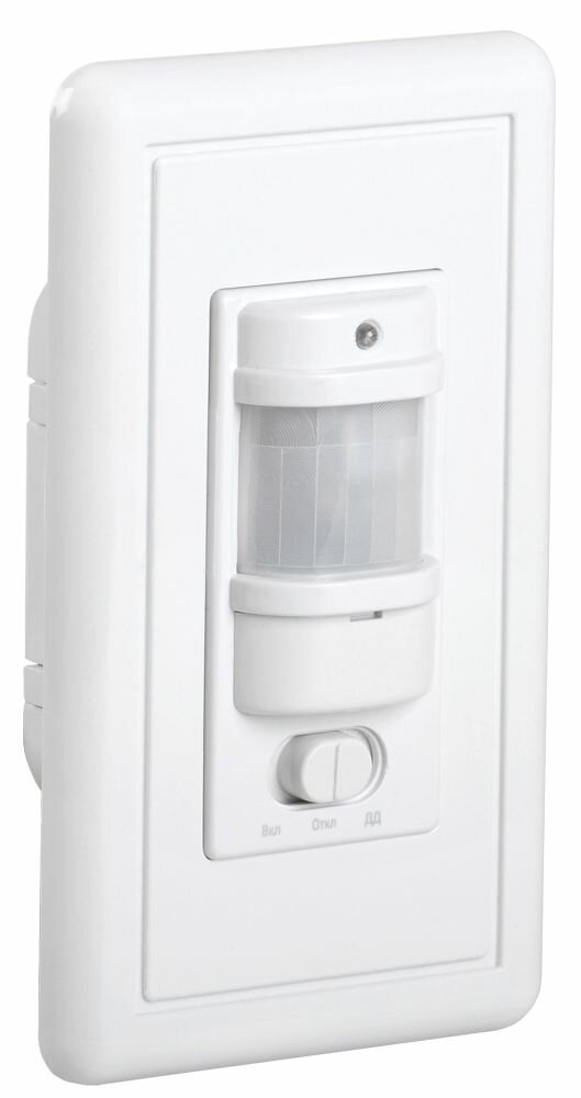 Датчик движения IEK ДД 028 белый, максимальная нагрузка 1200Вт, угол обзора 140 градусов, дальность 9м, IP20