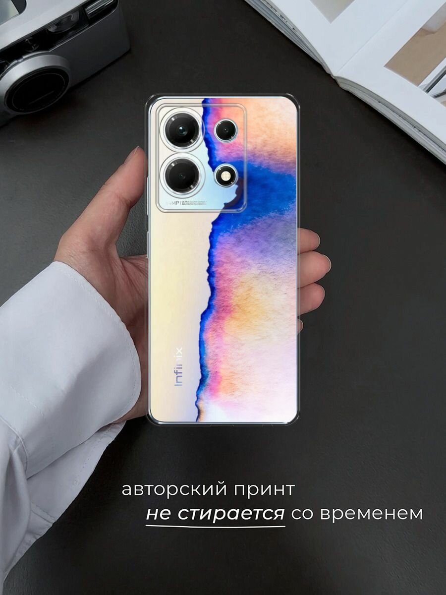 Чехол на Infinix Note 30 4G / Инфиникс Нот 30 4G с принтом Синяя акварель, прозрачный — фото 1