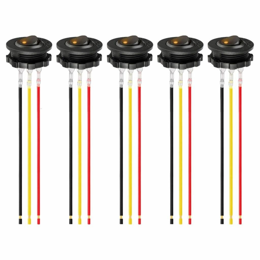 12V 20A круглые переключатели с LED для авто, Желтый