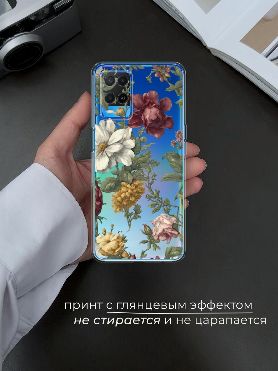 Силиконовый чехол на Oppo A54 / Оппо A54 с принтом Акварельные цветы 2 — фото 1