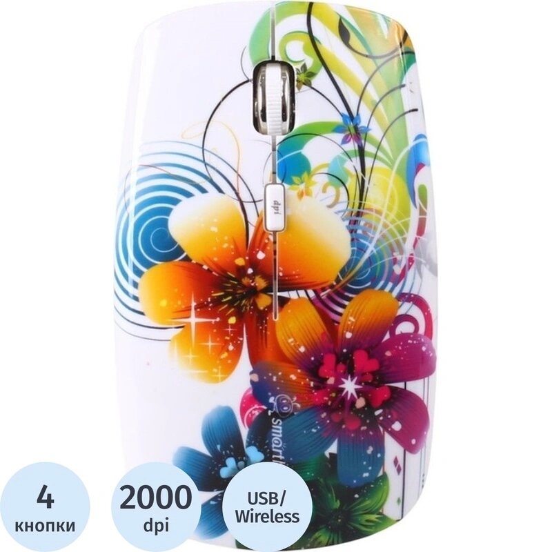 Мышь компьютерная Smartbuy 327AG принт Цветы (SBM-327AG-FL-FC)