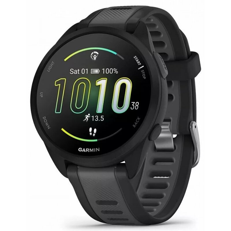Часы Garmin Forerunner 165 Music, круглые, экран AMOLED, ремешок 110-175, черные