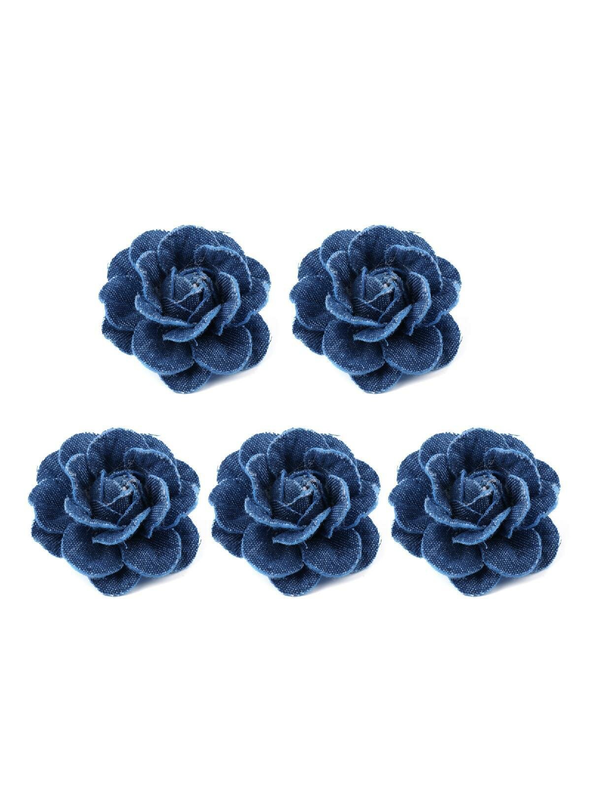 Набор из 5 цветочных аппликаций из джинсовой ткани, C2