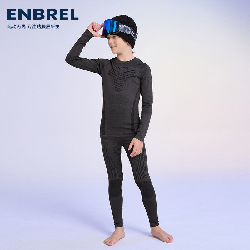 Детский спортивный комплект одежды с быстрой сушкой для мальчиков и девочек, осень-зима, утолщенный, для катания на лыжах, альпинизма, бега, влагоотводящее термобелье