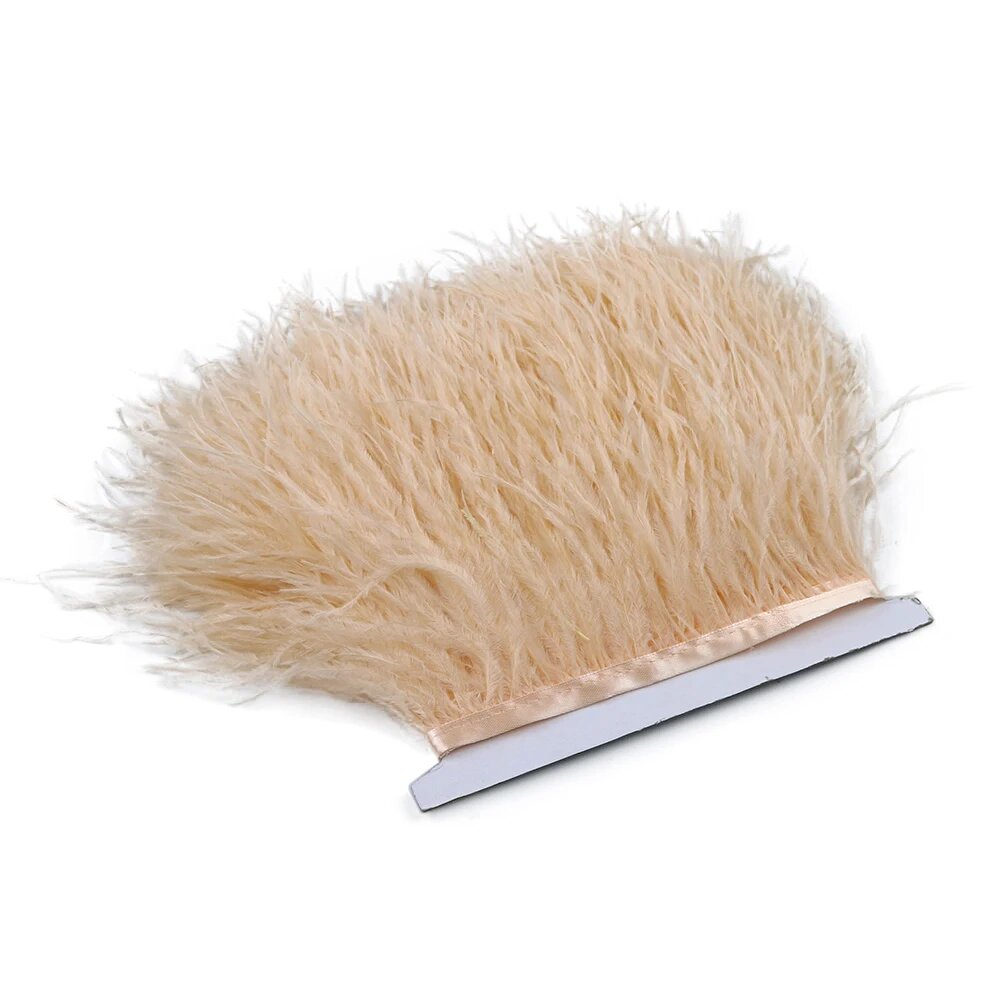 Декоративная лента с перьями BesdealFeather 10-15 cm, 049 champagne