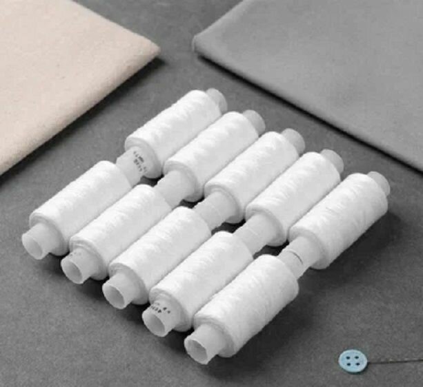 Комплект ниток для шитья вручную и машинке, белые 200м, 30 катушек