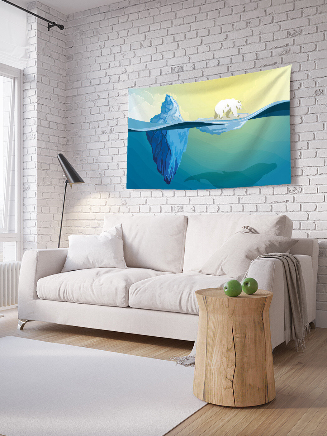 Горизонтальное фотопанно на стену JoyArty "Айсберг в океане", из ткани, 100х150 см