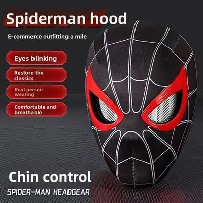 Spider-Man Маска-шлем Человека-паука Майлза с электрической подсветкой и мигающими огнями, сенсорное управление, светящаяся маска для Хэллоуина и косплея, детская игрушка для мальчиков