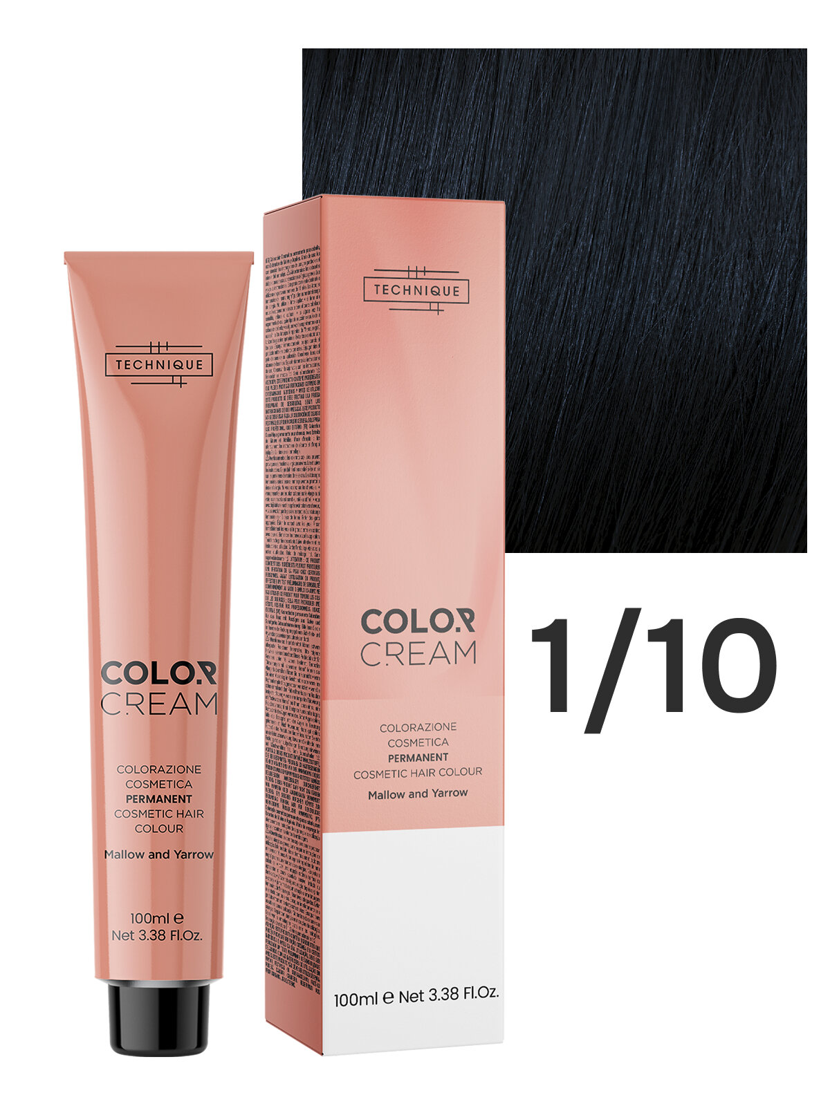 Перманентная крем-краска для волос Technique Color Cream Permanent Cosmetic Hair Colour 1.10 Иссиня-черный, 100 мл