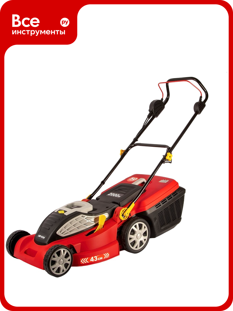 Электрическая газонокосилка DDE LME 4320 791-745, регулируемая складная ручка, пластиковый корпус, ременной привод ножа