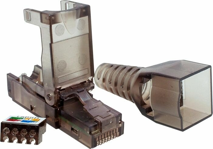 Коннектор Suprlan (10-0239-1) UTP кат.6A RJ45 с защитным колпачком прозрачный (10-0239-1)