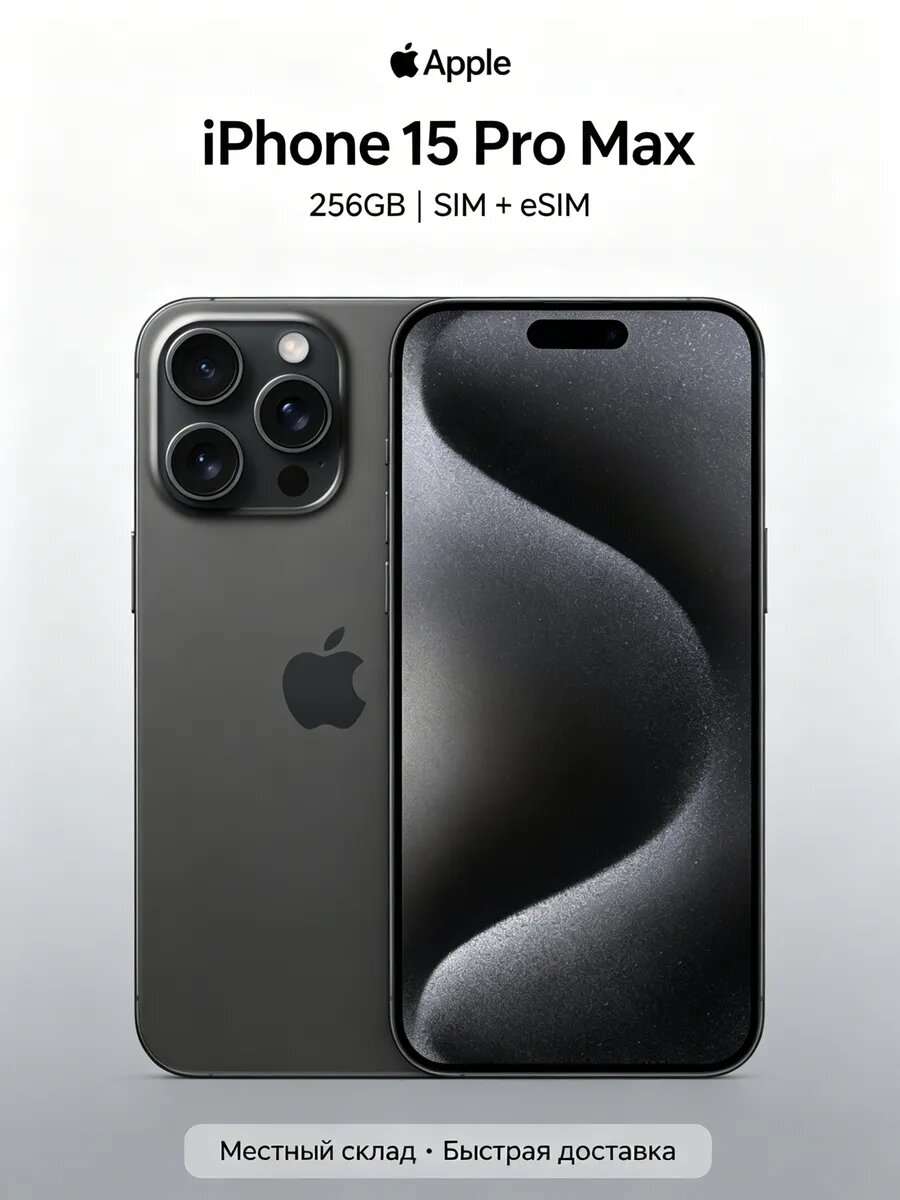 Смартфон Apple iPhone 15 Pro Max 256 ГБ, Dual: nano SIM + eSIM, черный титан
