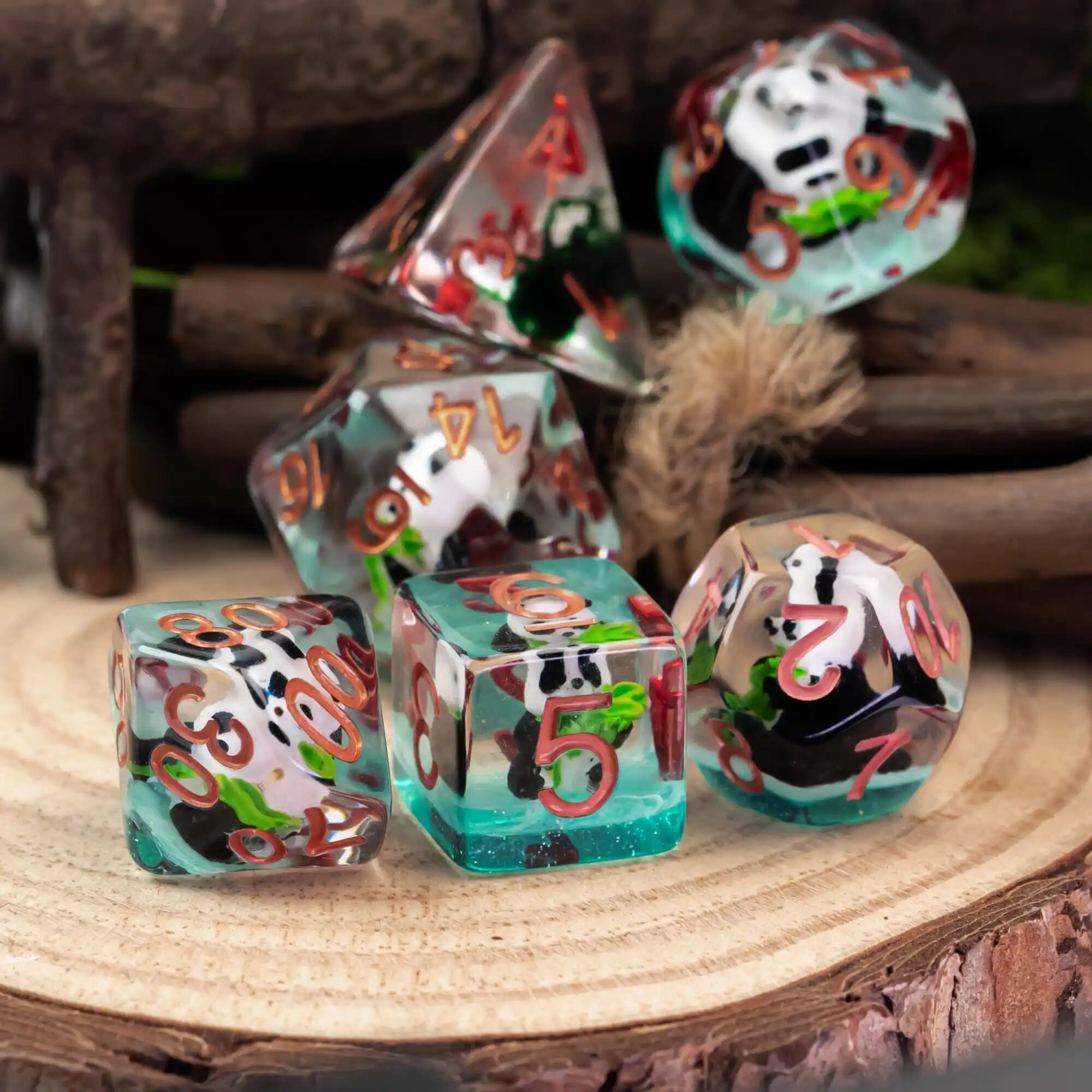 Cusdie Animal DnD кубики 7 шт. Panda with Bamboo