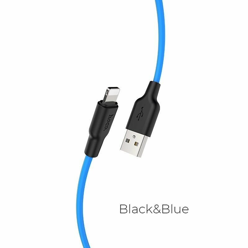 Кабель USB - Lightning, 1 метр, HOCO X21 Plus, черный+синий