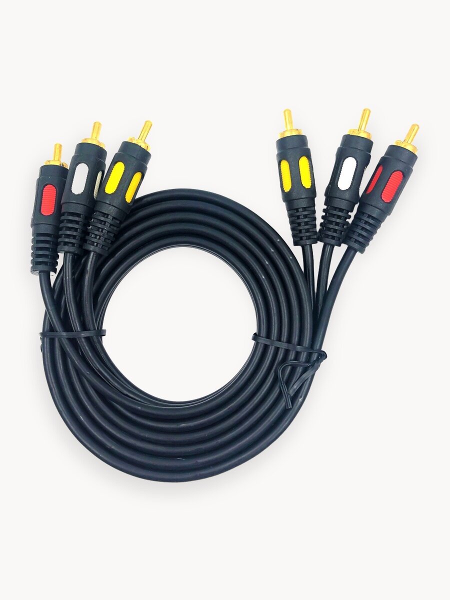 Шнур 3 x RCA штекер - 3 x RCA штекер "позолоченный" OD4.0x12.0мм 1.5метра