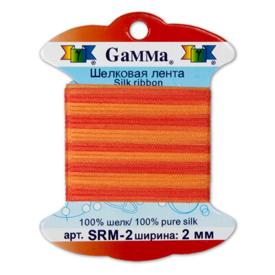 Лента шелковая "Gamma" SRM-2 2 мм 9.1 м ± 0.5 м M110 бирюзовый/зеленый