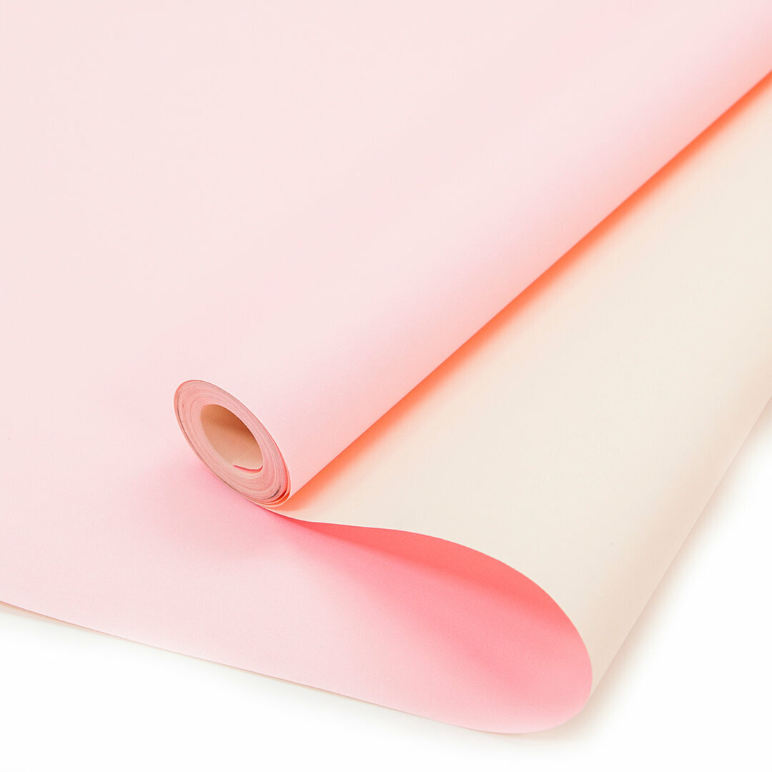 Упаковочная бумага, Крафт (0,7x10 м) Кремовый/Розовый, 1 шт.