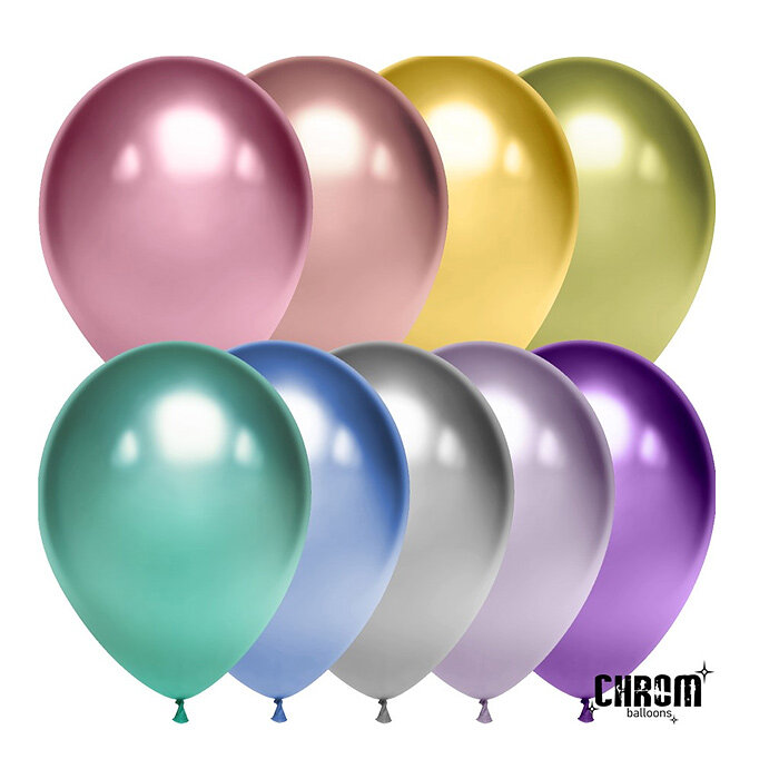 Шары воздушные Дон Баллон, диаметр 25см, ассорти, хром, 50шт