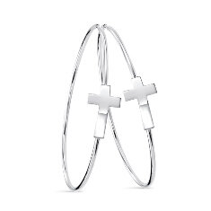 Серьги конго, серебро, 925 проба, родирование