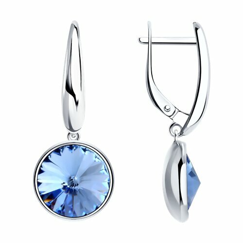 Серьги с подвесками, серебро, 925 проба, родирование, кристаллы Swarovski