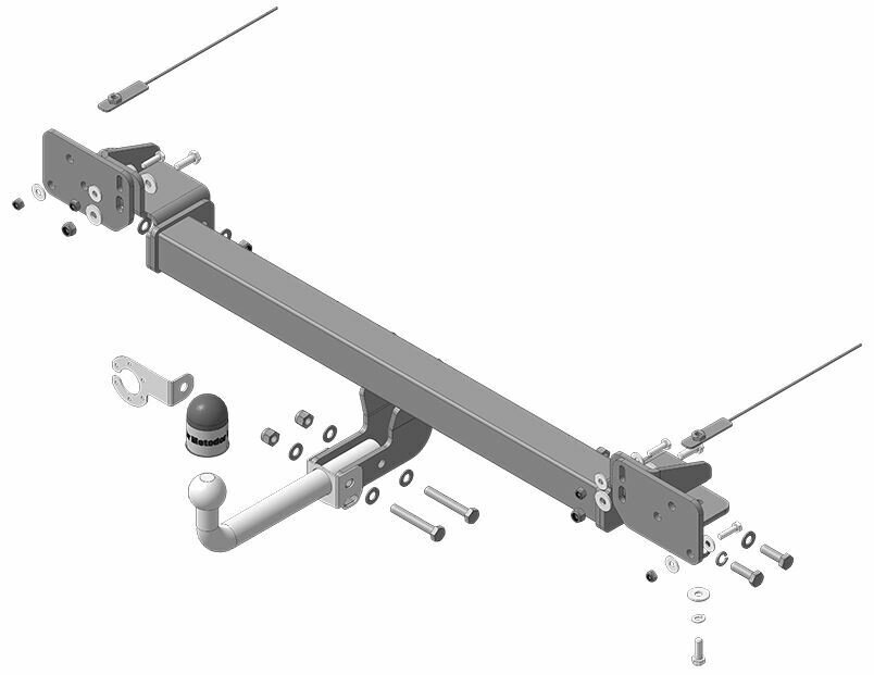 Фаркоп с оцинк. шаром Changan CS75FL 2018-2023 крепление шара на двух болтах, (без электрики, паспорт и сертификат в комплекте) Motodor.97201-A