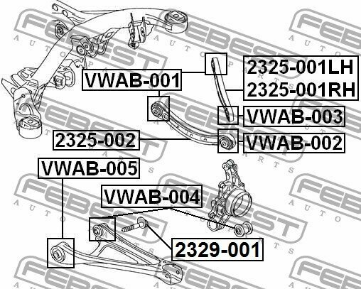 Сайленблок задн. подвески VW TOUAREG 03-10, VWAB001 FEBEST VWAB-001