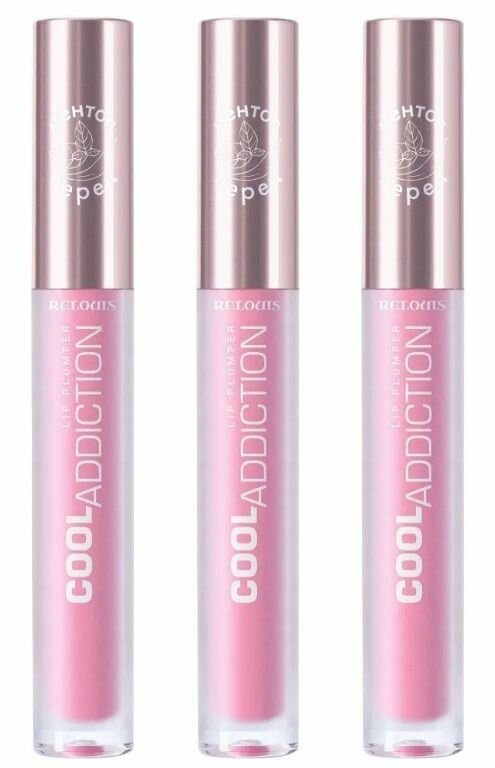 Relouis Блеск-плампер для увеличения губ Cool Addiction Lip Plumper, тон №04 Sweet Pink, 3 г, 3 шт