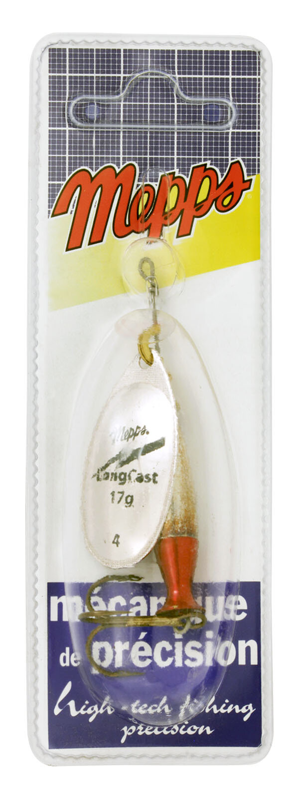 Блесна вращающаяся MEPPS "Aglia Long Cast AG" №4, вес 17г, блистер, приманка на щуку, окуня, жереха