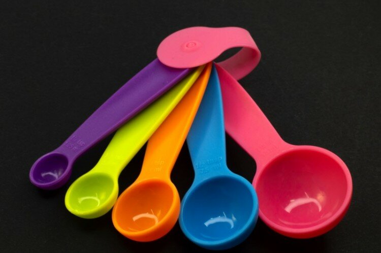 Ложки мерные (набор), 1,25-15мл, ассорти цветов, пластик, 1008-016, 1уп (5шт)