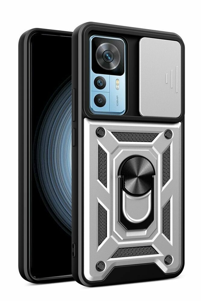 Чехол противоударный для Xiaomi 12T и 12T Pro / Сяоми 12Т и 12Т Про с защитой камеры armors (Серебристый)