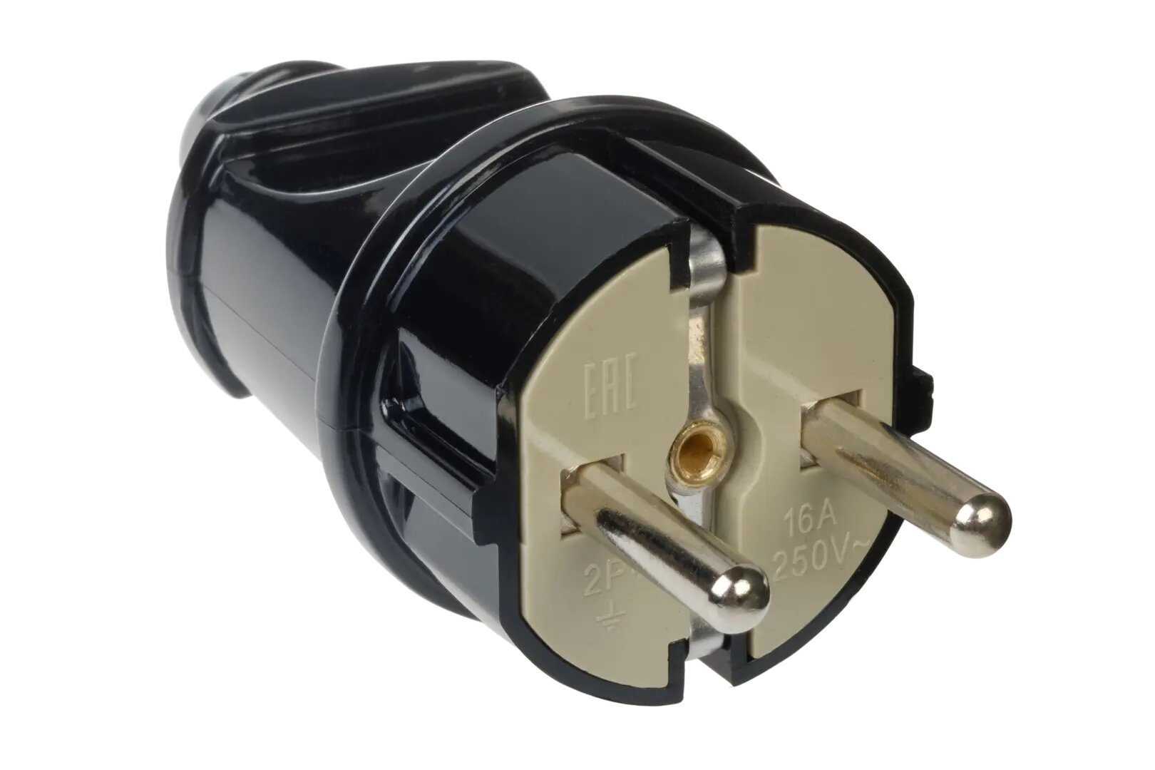 Вилка прямая Duwi 250 В с заземлением 16 А цвет черный