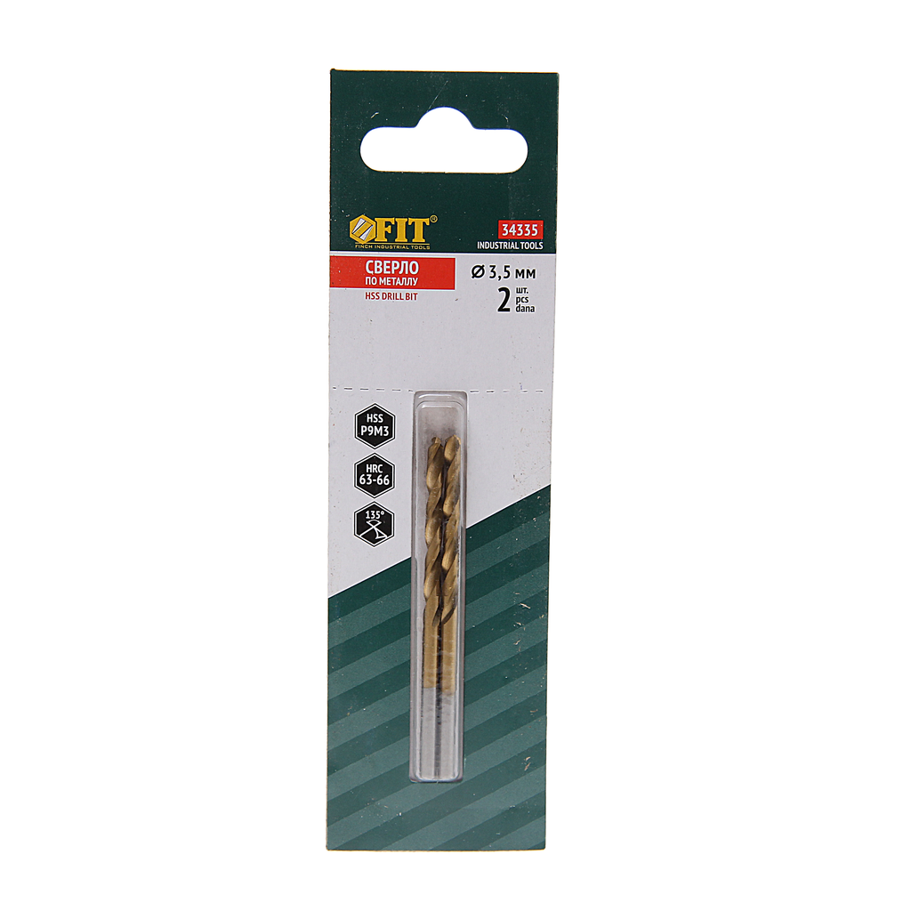 Сверло по металлу 3.5х70мм HSS (2шт.) Titanium FIT