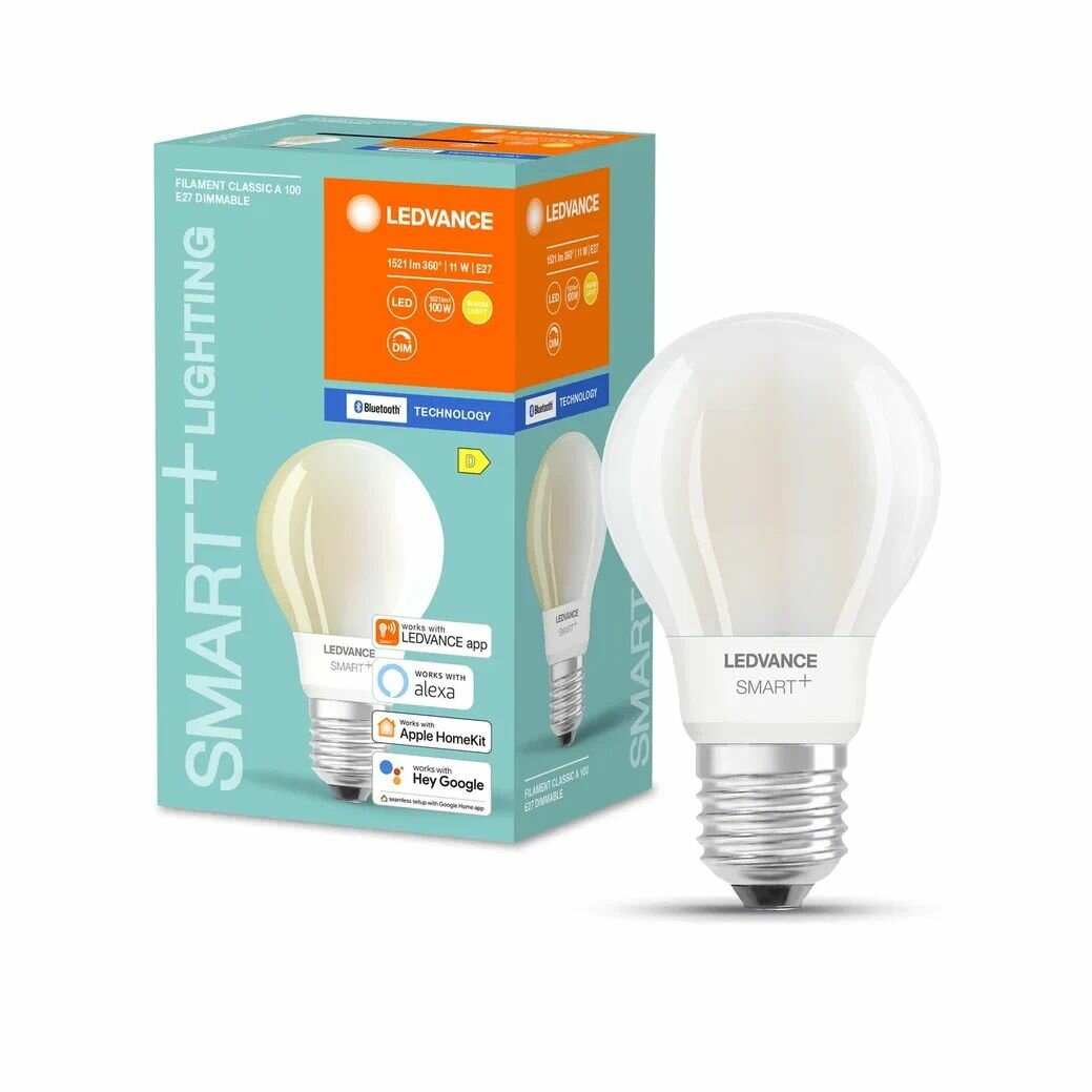 Умная лампочка светодиодная LEDVANCE / OSRAM SMART+ A, E27, 11Вт, 2700К, 1521лм, теплый свет, диммируемая