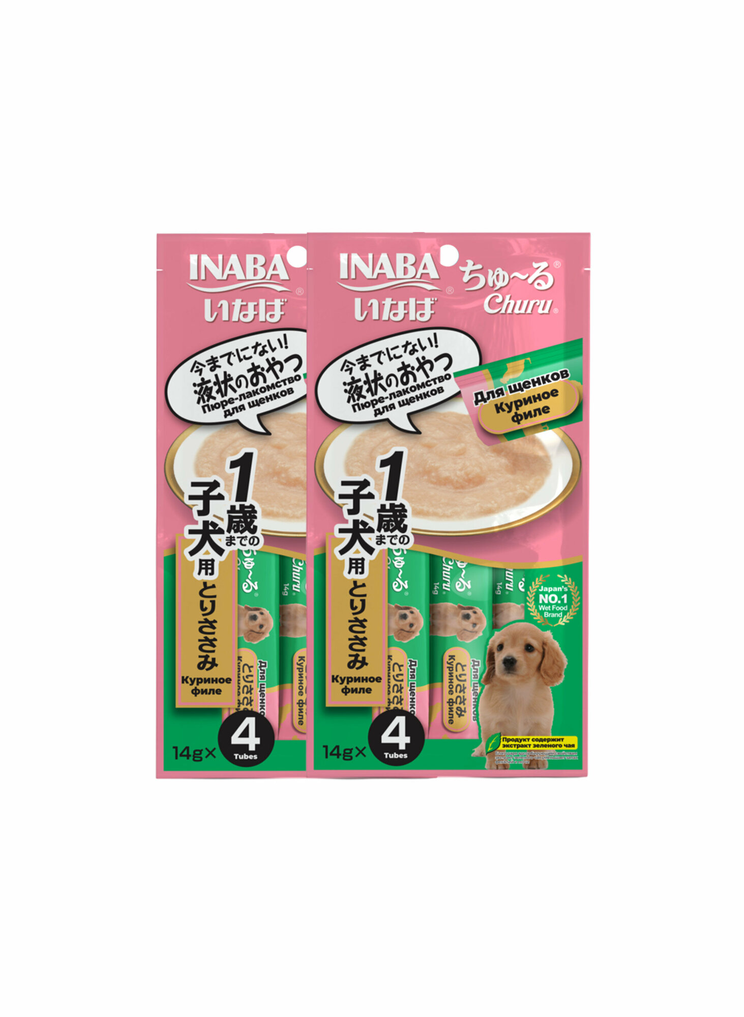 INABA ЧАО чуру 14г*4 пюре куриное филе д/щенков х 2 шт.