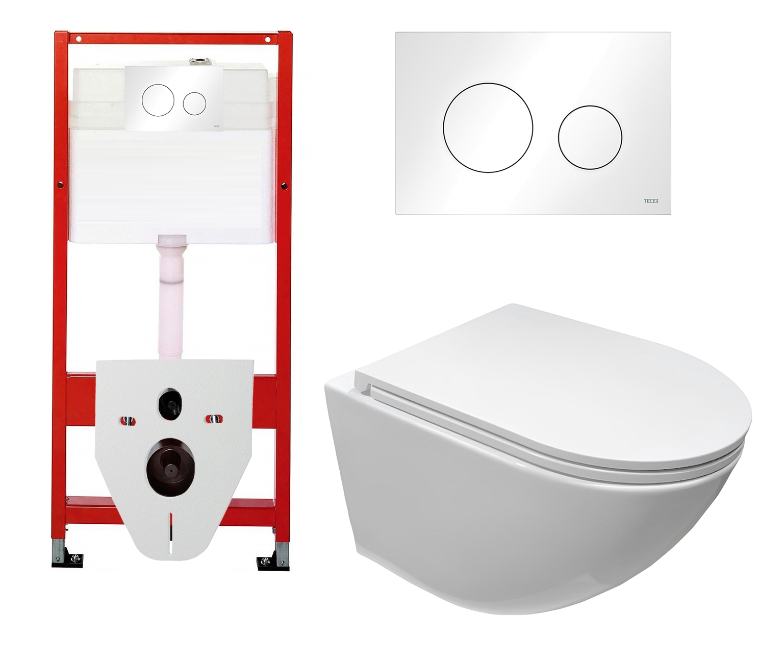 Комплект 3 в 1 инсталляция Tece Loop K440920 + Подвесной унитаз CeruttiSpa Sella aria CT7183 с кнопкой белой круглой