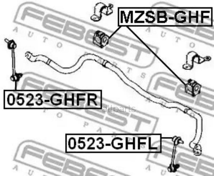 FEBEST MZSB-GHF втулка переднего стабилизатора D22 (MAZDA 6 WAGON GH 2008-2013) FEBEST