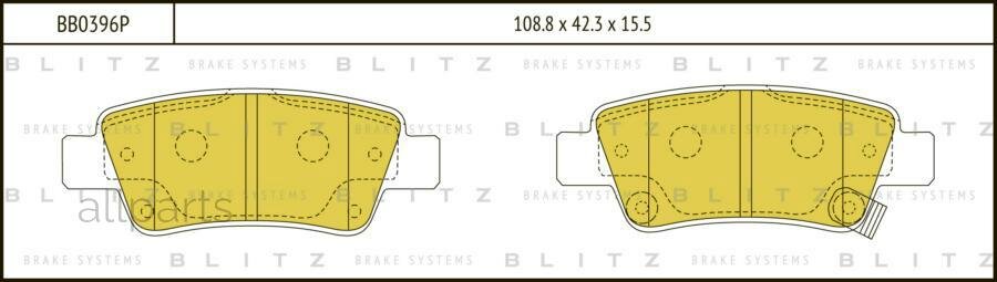 BLITZ BB0396P Колодки тормозные дисковые задние