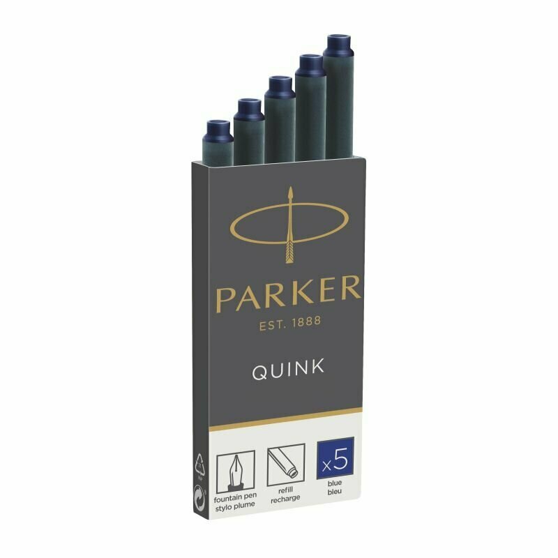 Parker Картридж чернильный для перьевой ручки синие, 5 шт