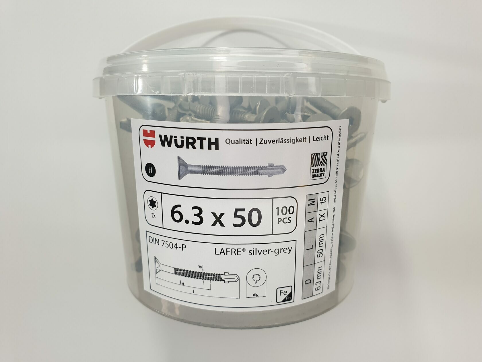 Саморез по металлу DIN 7504-P 6.3x50 (100 pcs) WURTH, Германия
