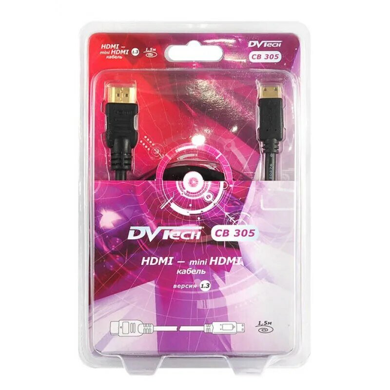 Кабель HDMI DVTech CB305, для видео, длина 1.5 м, версия 1.3 — фото 1