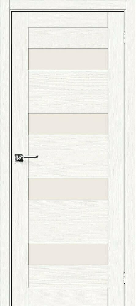 Дверь Вуд Модерн-23 / Цвет Whitey / Стекло Magic Fog / Двери Браво