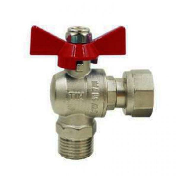 Кран шаровой «STANDARD» угловой с накидной гайкой никель 3/4" ш TIM BV211-C03N