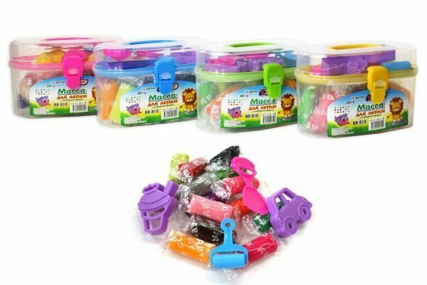 Масса для лепки 200гр. 14 цветов с набором форм "ASMAR"