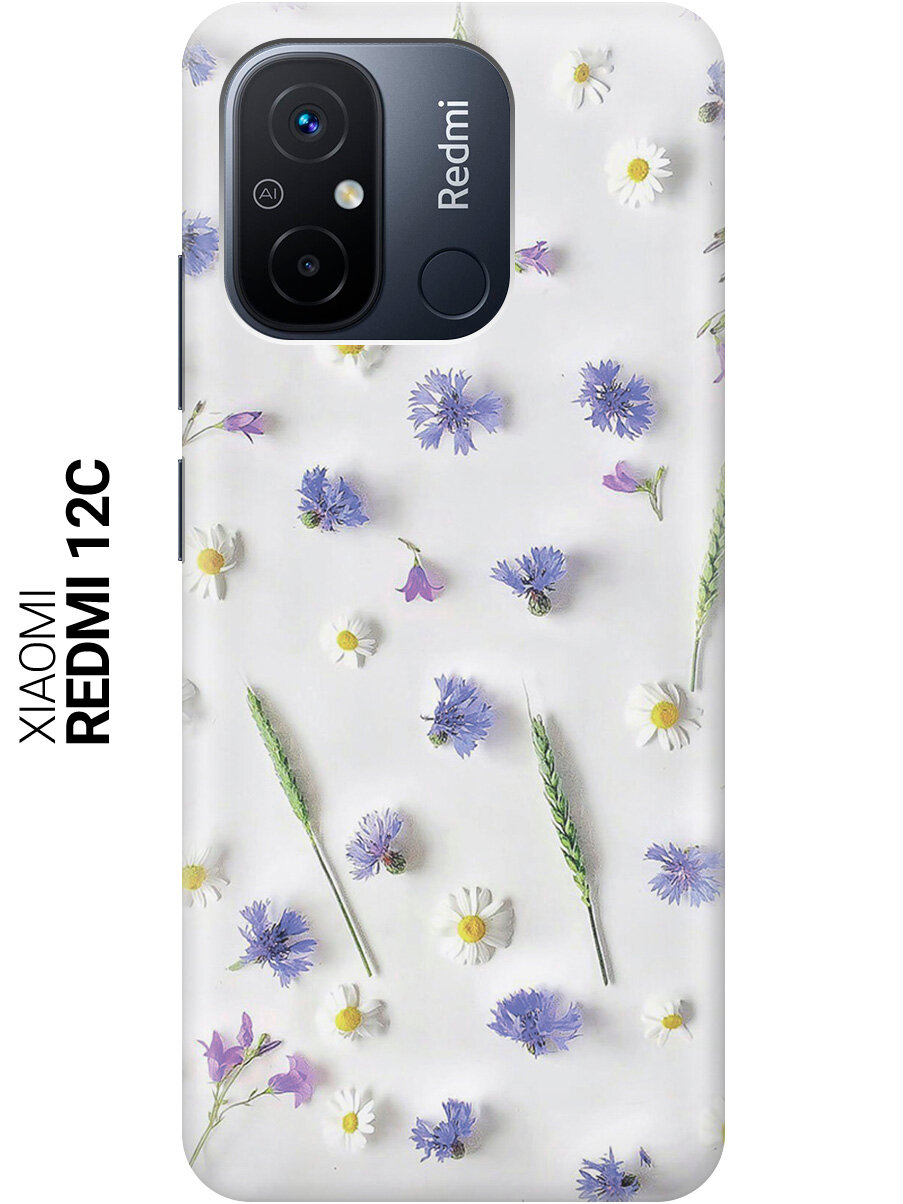 Силиконовый чехол на Xiaomi Redmi 12C / Сяоми Редми 12С с рисунком "Ромашки и колоски"